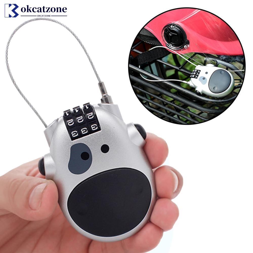 OKCATZONE Motorcycle Helmet Telescopic Wire Rope Password Lock Steel ...