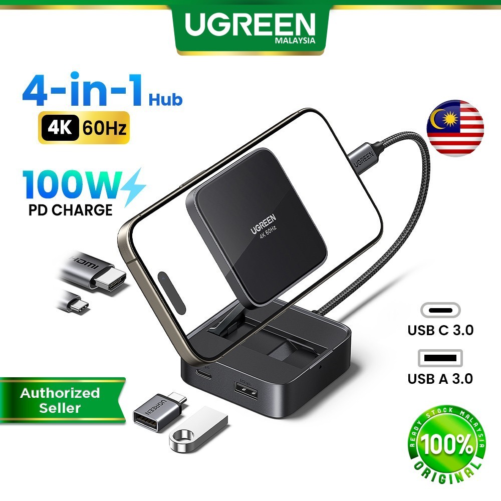 UGREEN 4 IN 1 USB C Hub Foldable 4K 60Hz HDMI Display Magnet Holder ...