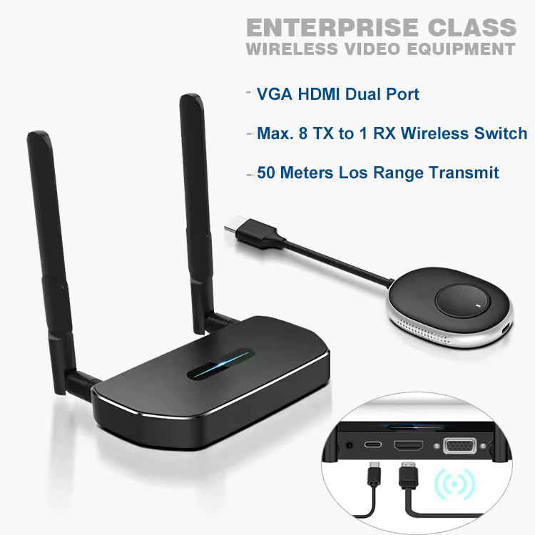 50M Wireless HDMI Extender Audio Video Transmitter and Receiver VGA ...