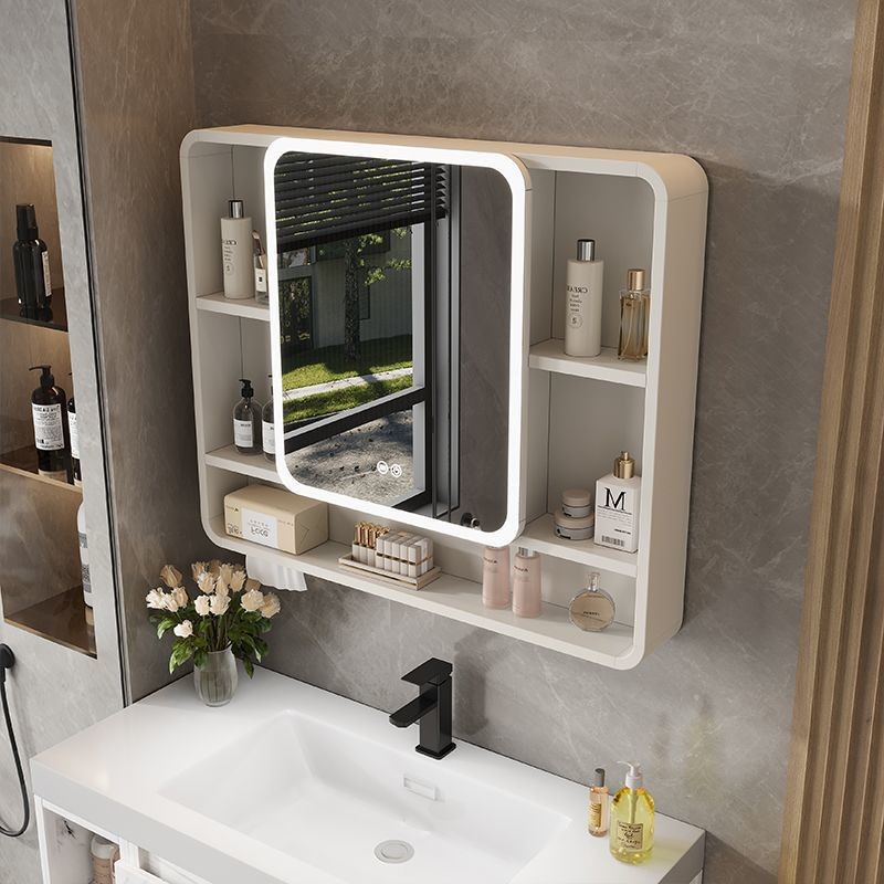 Space Aluminum Smart Bathroom Mirror Cabinet Toilet Wall-Mounted ...