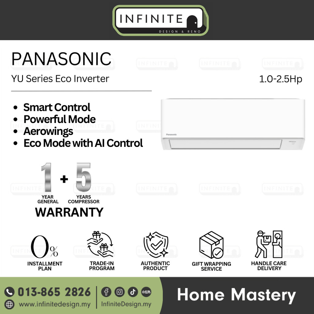 Panasonic YU Series Eco Inverter Air Conditioner 1.0/1.5/2.0/2.5Hp | Shopee Malaysia