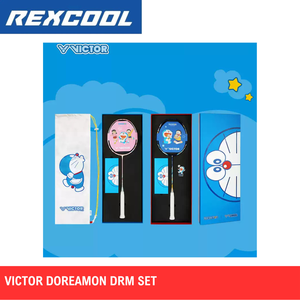 VICTOR DORAEMON Collection Gift Box Badminton Racket DRM-SET | Shopee ...