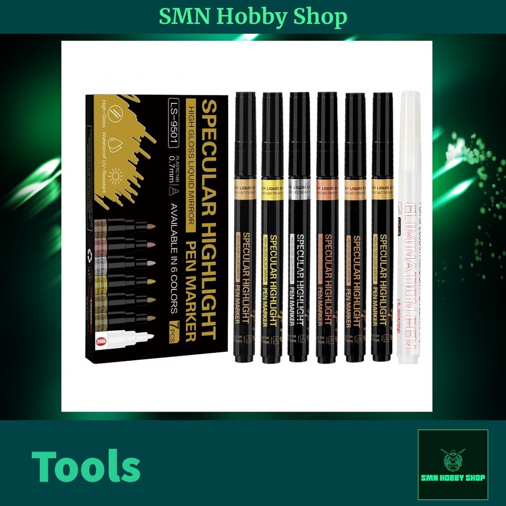 Marker Paint Color LS-9501 High Gloss Liquid Mirror 0.7mm 7 Color for ...