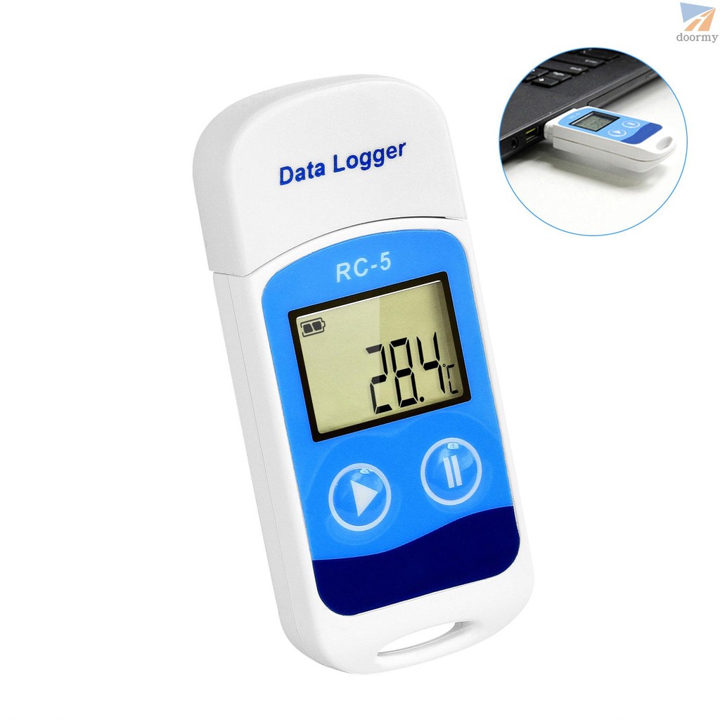 Temperature Data Logger High Accuracy USB Data Recorder 32000 Points LCD Display IP67 Waterproof ...