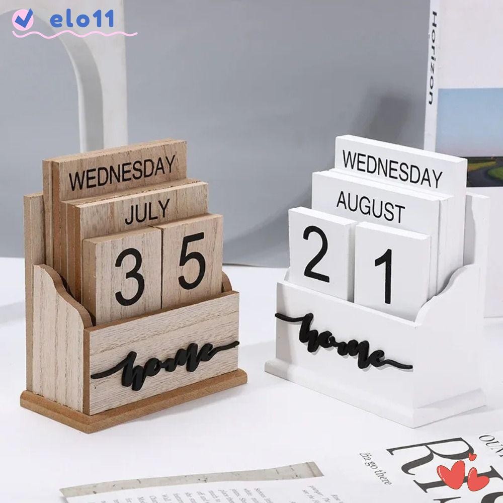ELO11 Blocks Calendar, Countdown Card Display Wooden Perpetual Desk ...