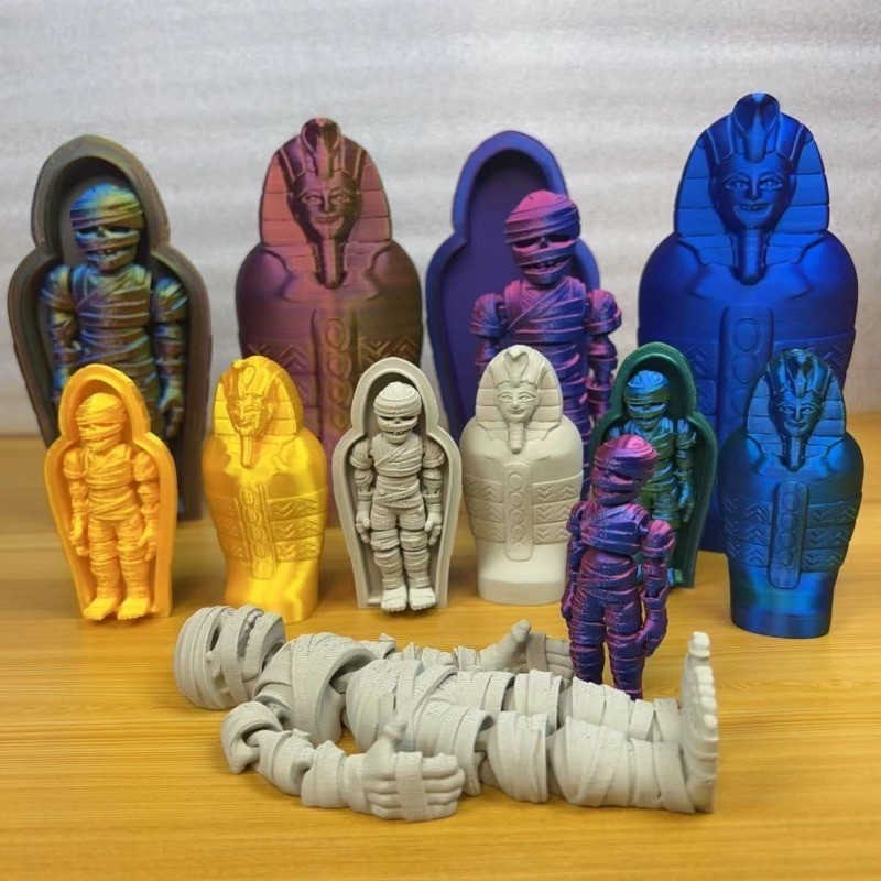 "3D Printed Movable Mummy Toy | Egyptian Pharaoh Golden Action Figure ...