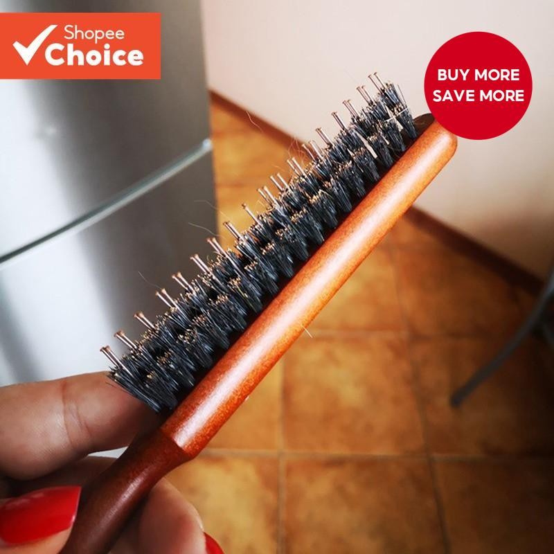 Barber Hairdressing Pig Bristle Comb 3-Rows Teasing Hair Rat Tail ...