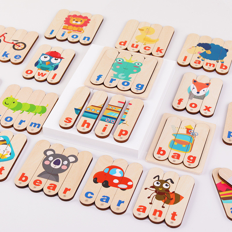 Montessori Wooden Word Puzzle – Spelling & Matching Learning Game ...