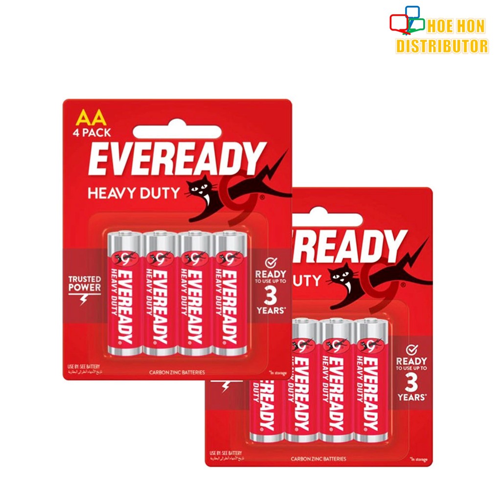 Eveready Heavy Duty Battery Red 4pcs AA, AAA (ORIGINAL) Batteries ...