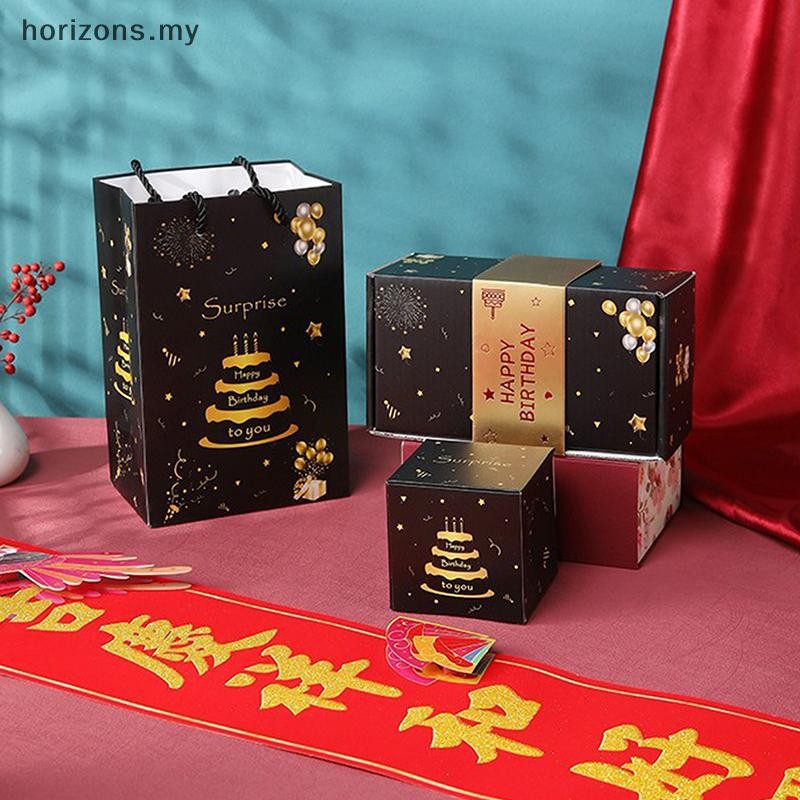 [HotJan] 10pcs Folding Explosion Surprise Gift Boxes Black Gold Bounce ...