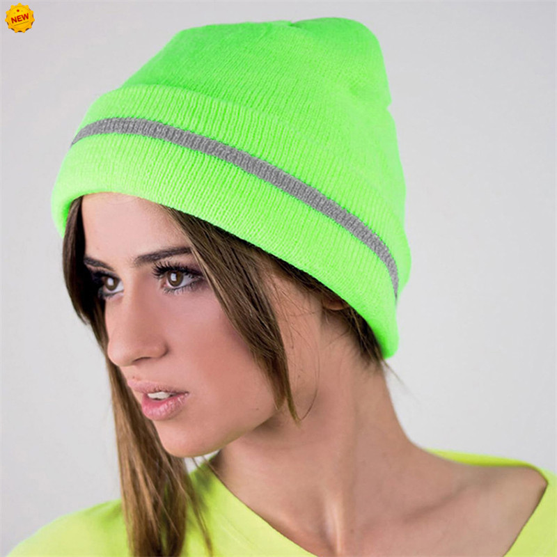(RSX)Reflective Knitted Hat Cross Border Fluorescent Color Reflective ...
