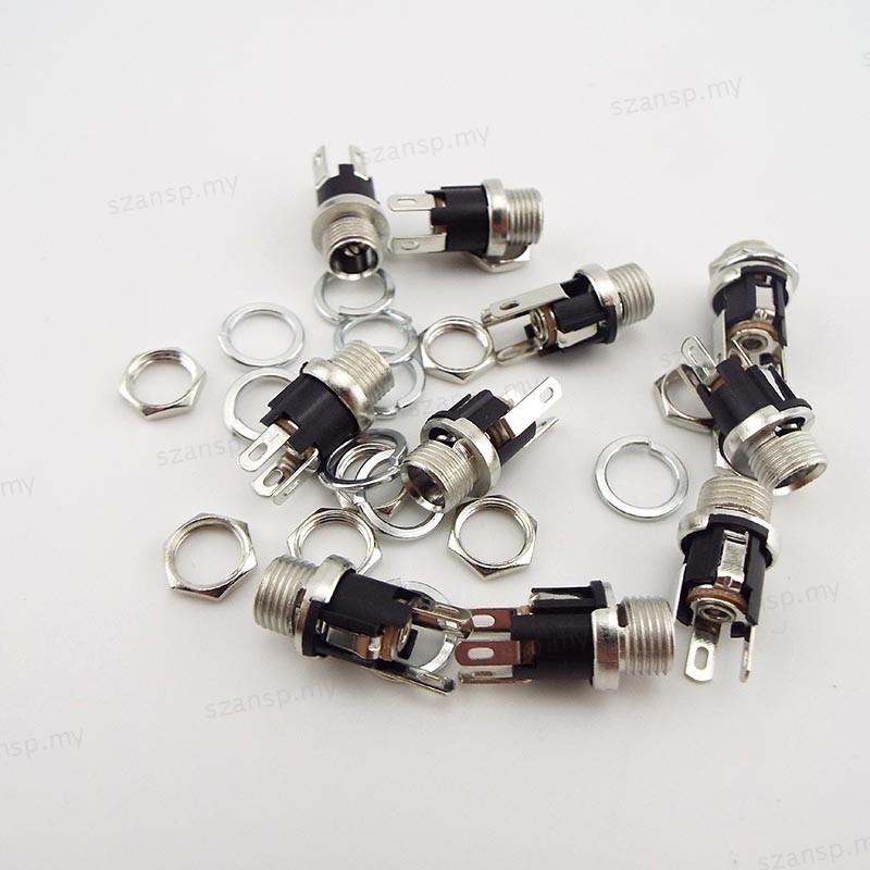 DC Power Jack Panel Mount Terminal 3 Pin 5.5 2.1mm DC Female Socket ...