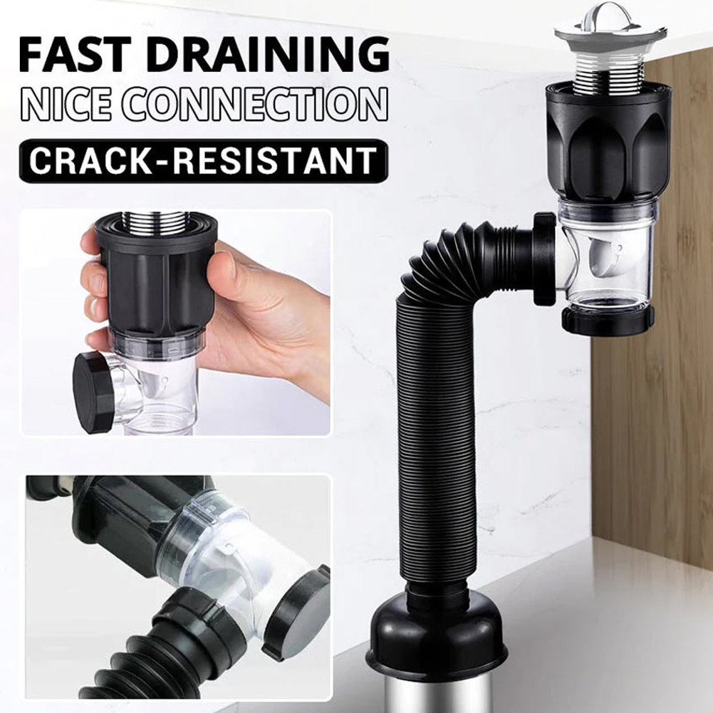 Washbasin Drain Pipe Set 2-way Drainage Insect and Odor Prevention ...