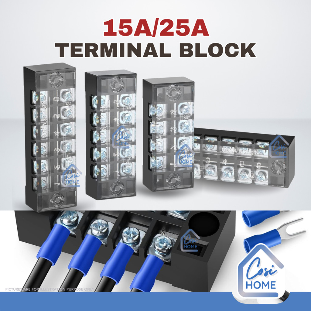 Blok Terminal Wayar 15A / 25A TB Dual Row Bus Bar Skrup Penutup Din ...