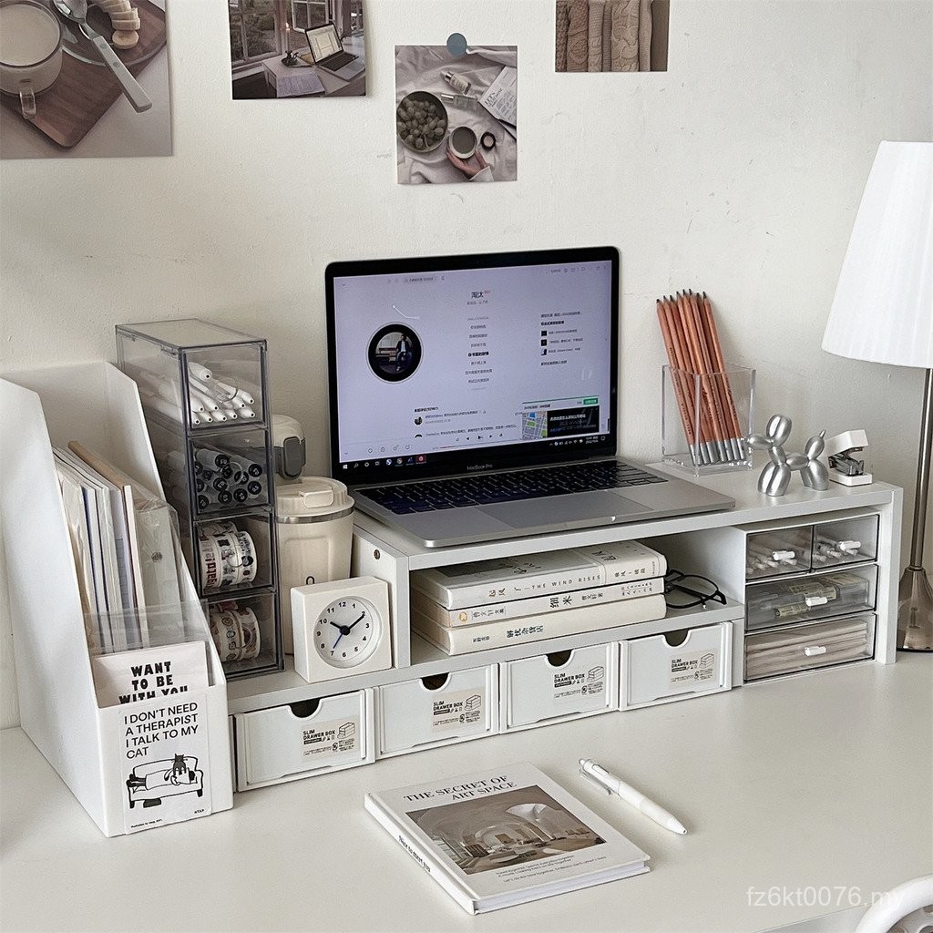 Office Student Shelf Elevated Rack Writing Desk Dormitory Shelf Double ...
