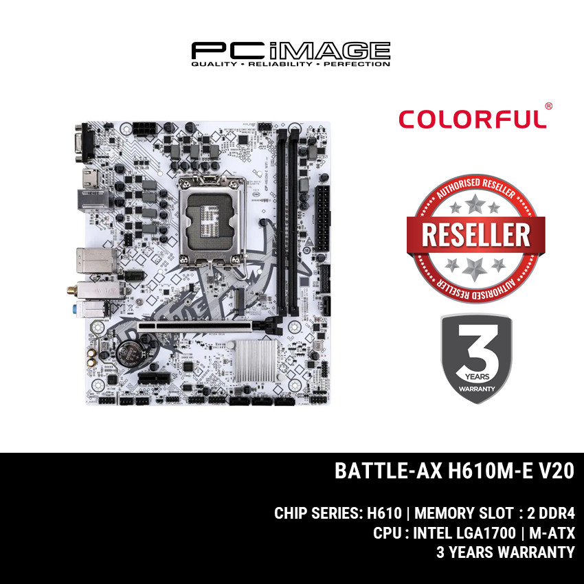 COLORFUL BATTLE AX H610M-E WIFI V20 MOTHERBOARD - WHITE | Shopee Malaysia