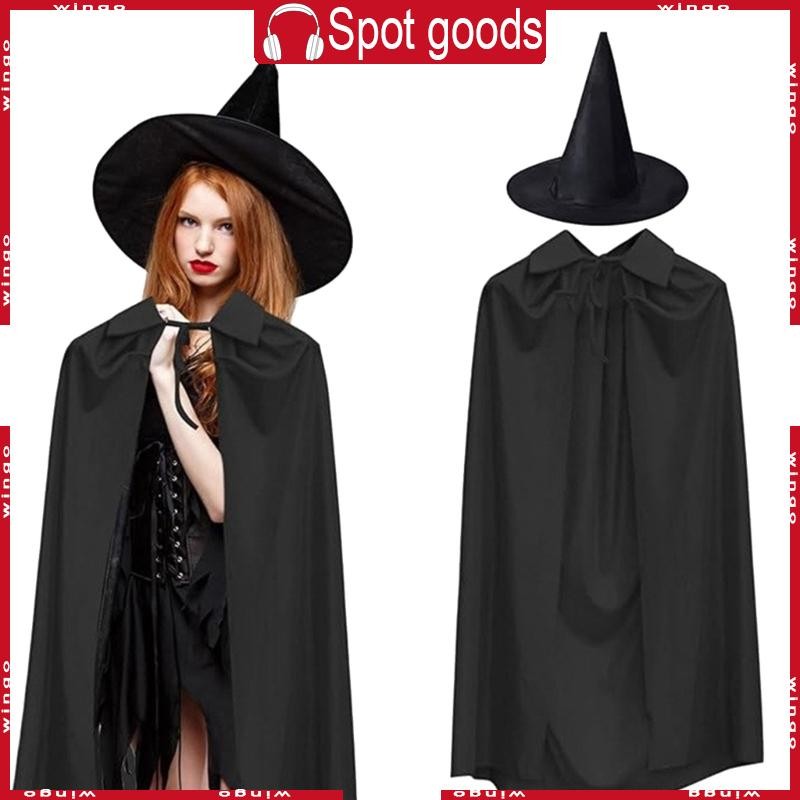 WIN Witch Cloak Costume Witch Hat Set Halloween Cape Costume Witch ...