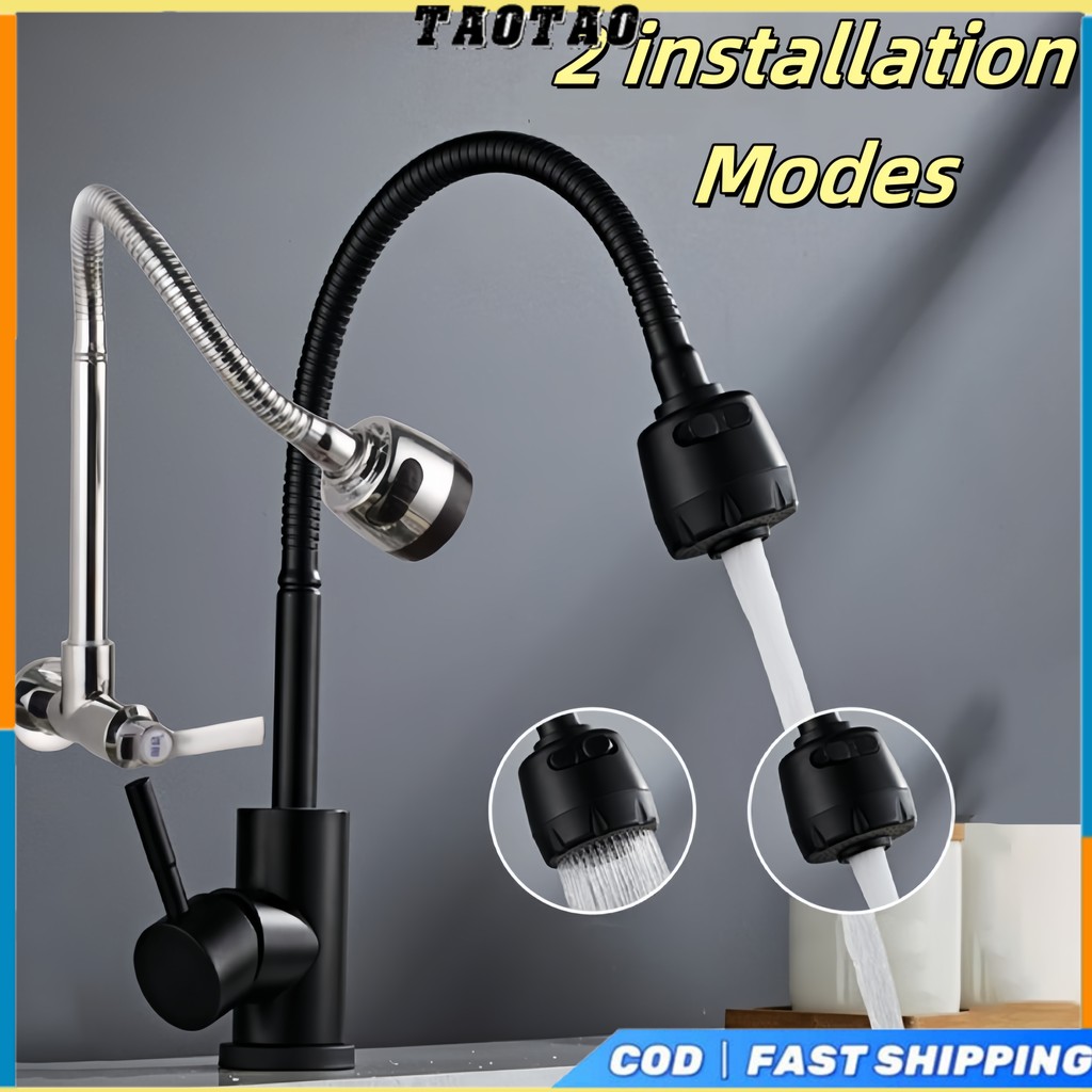 Kitchen Faucet 304 Stainless Steel Sink Flexible Hose Cold Water Two ...