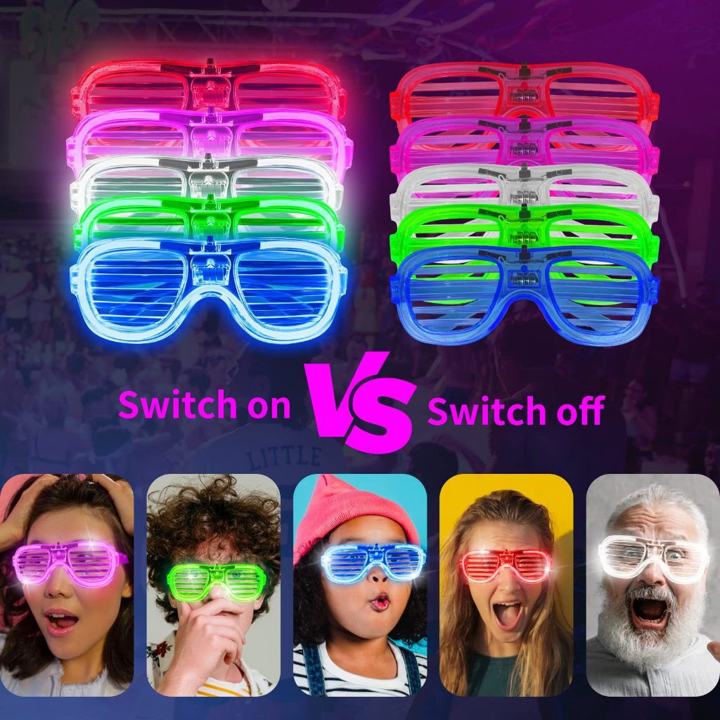LED Glow Cold Light Eyes Glasses Light Up Flash Rave Luminous Glasses ...