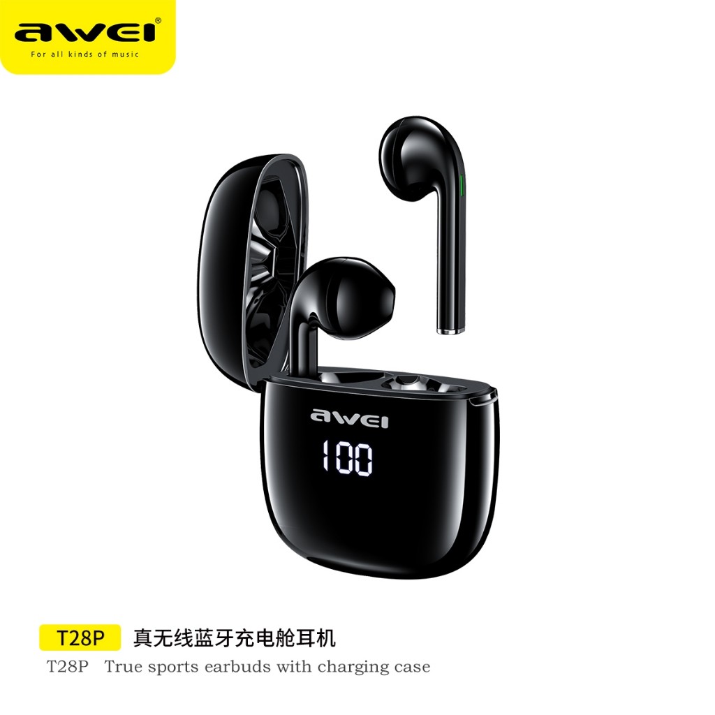 Awei T28P TWS Bluetooth Headphone LED Display Earphones With Mic ...