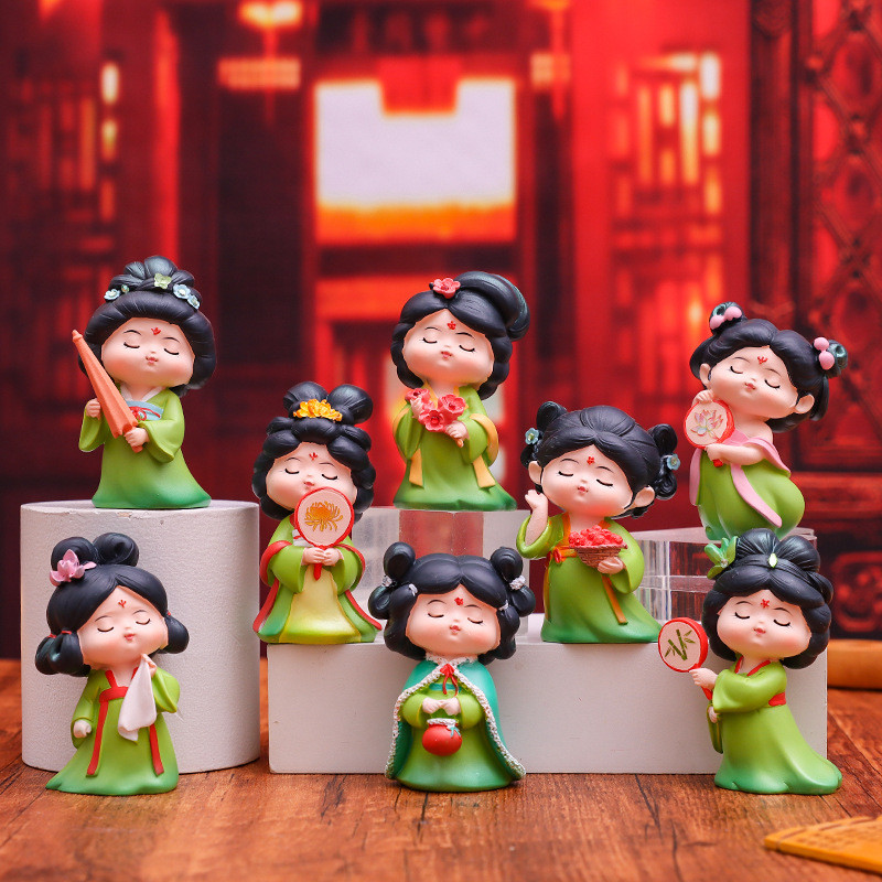Ancient Style Tang Lady ins Tang Gong Nightmare Hanfu Doll Resin Model ...