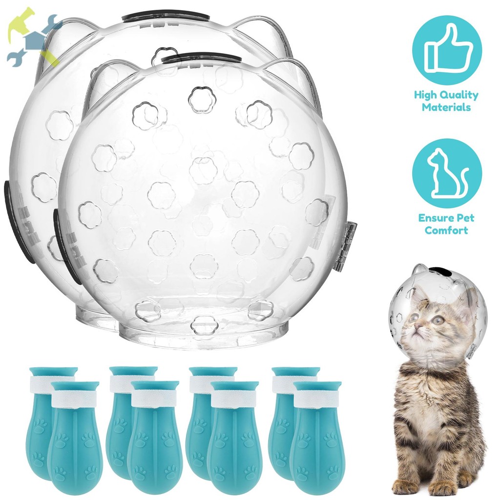 Cat Muzzle for Grooming Breathable Cat Muzzle Helmet Transparent Cat ...