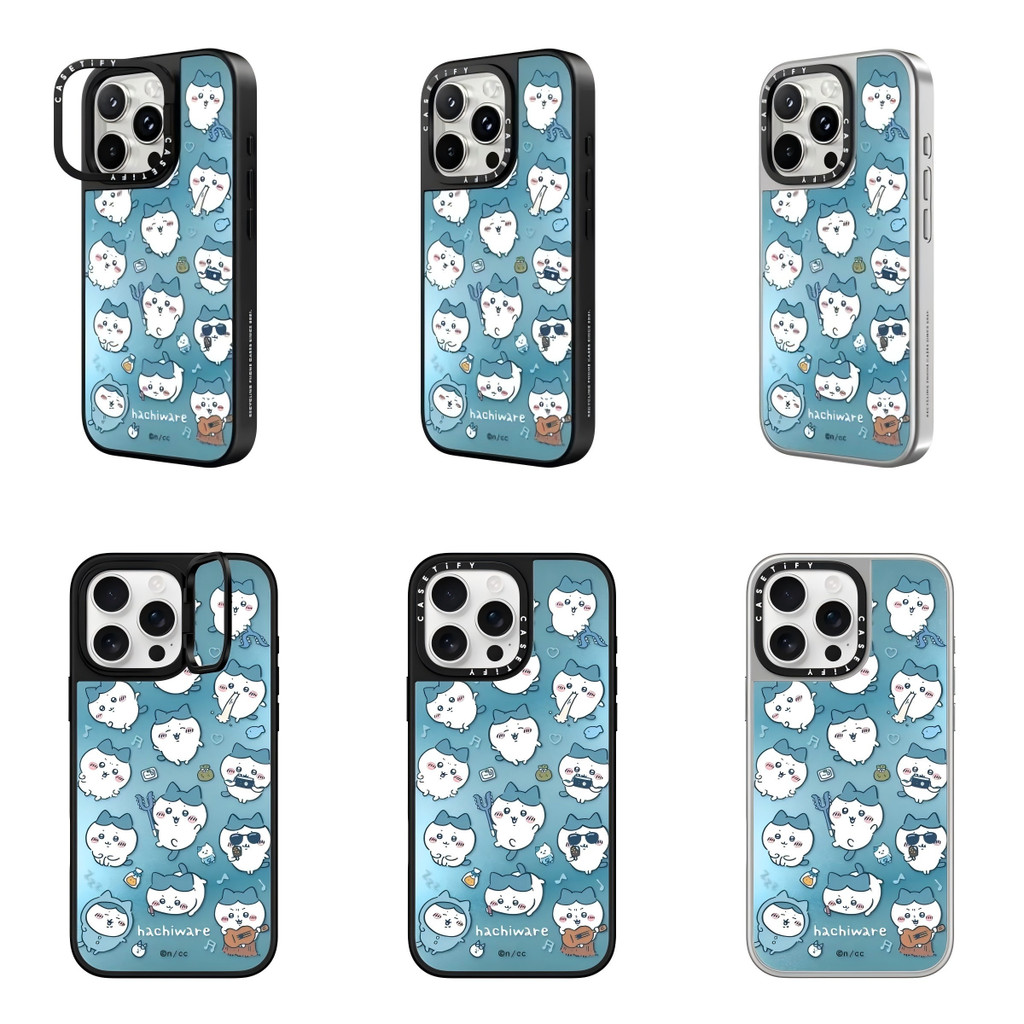 Chiikawa Hachiware Medley Pattern - Blue Edition Mirror Magnetic Ring Stand Casetify Phone Case ...