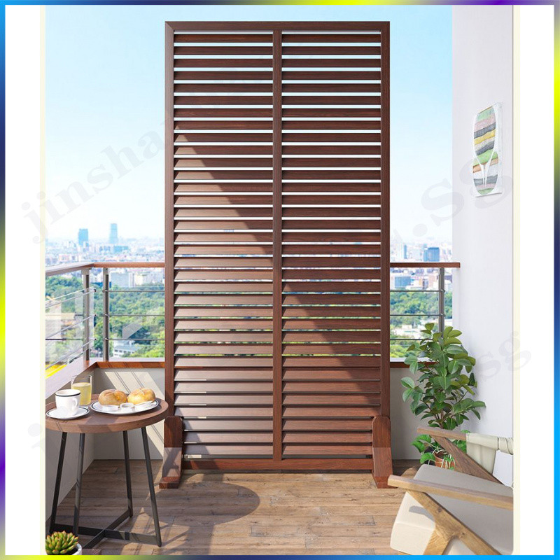 Louver screen outdoor anticorrosive wood fence balcony terrace fence ...