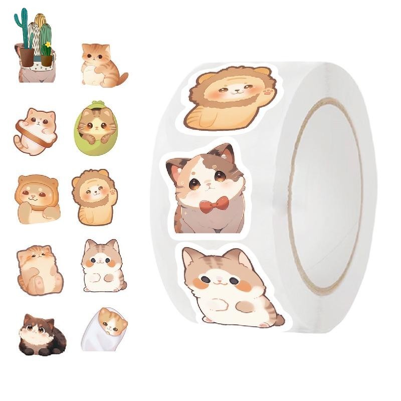 Cartoon Sticker Roll, Roll of Stickers, Cartoon Cat Stickers, Kids ...