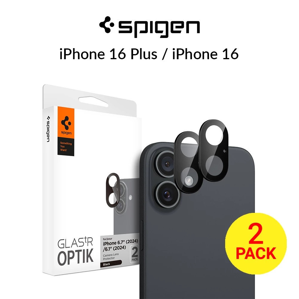 [2 Pack] Spigen iPhone 16 Plus / iPhone 16 Camera Lens Protector Optic ...
