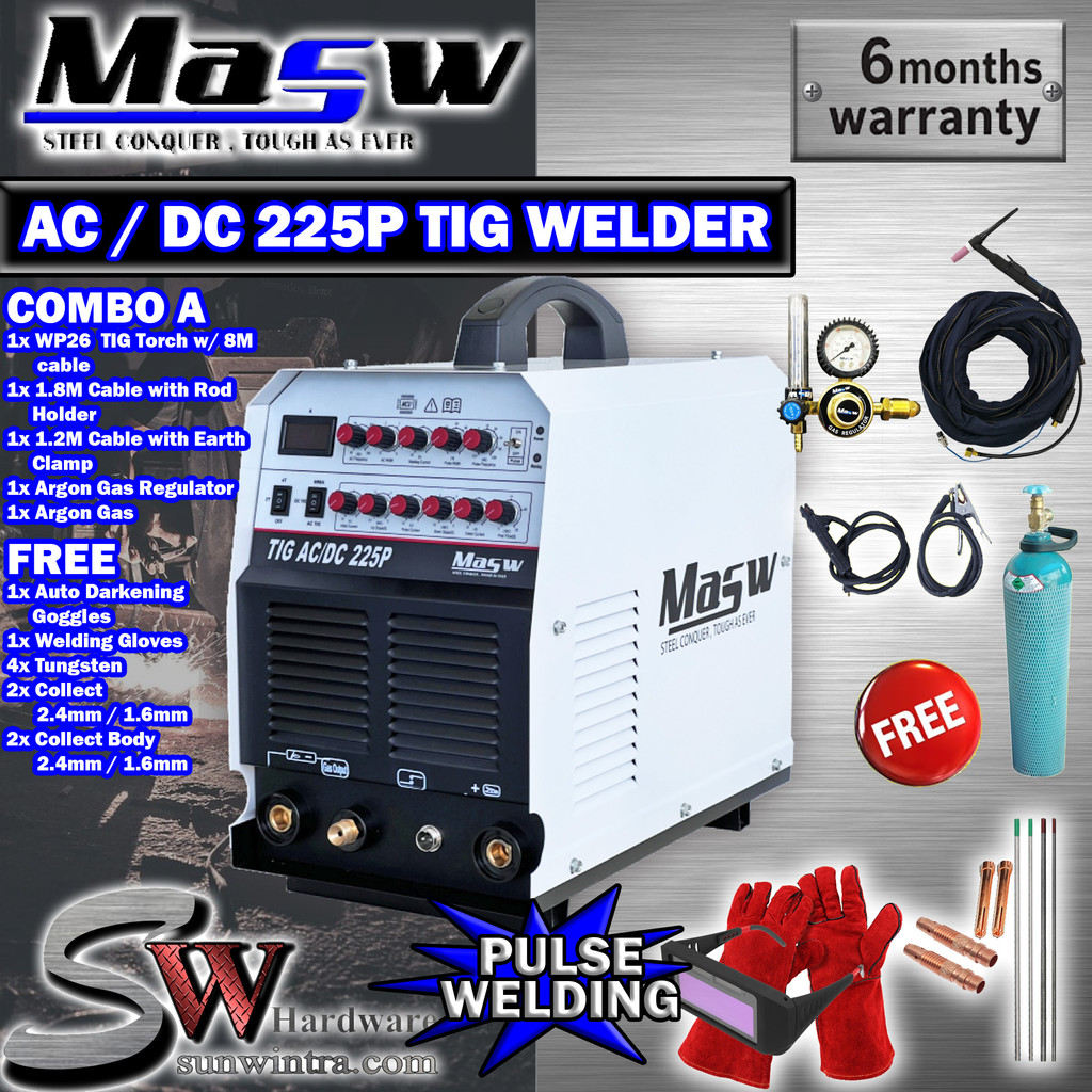 MASW AC DC TIG MMA WELDING MACHINE AC/DC225P PULSE CONTROL TIG MACHINE ...