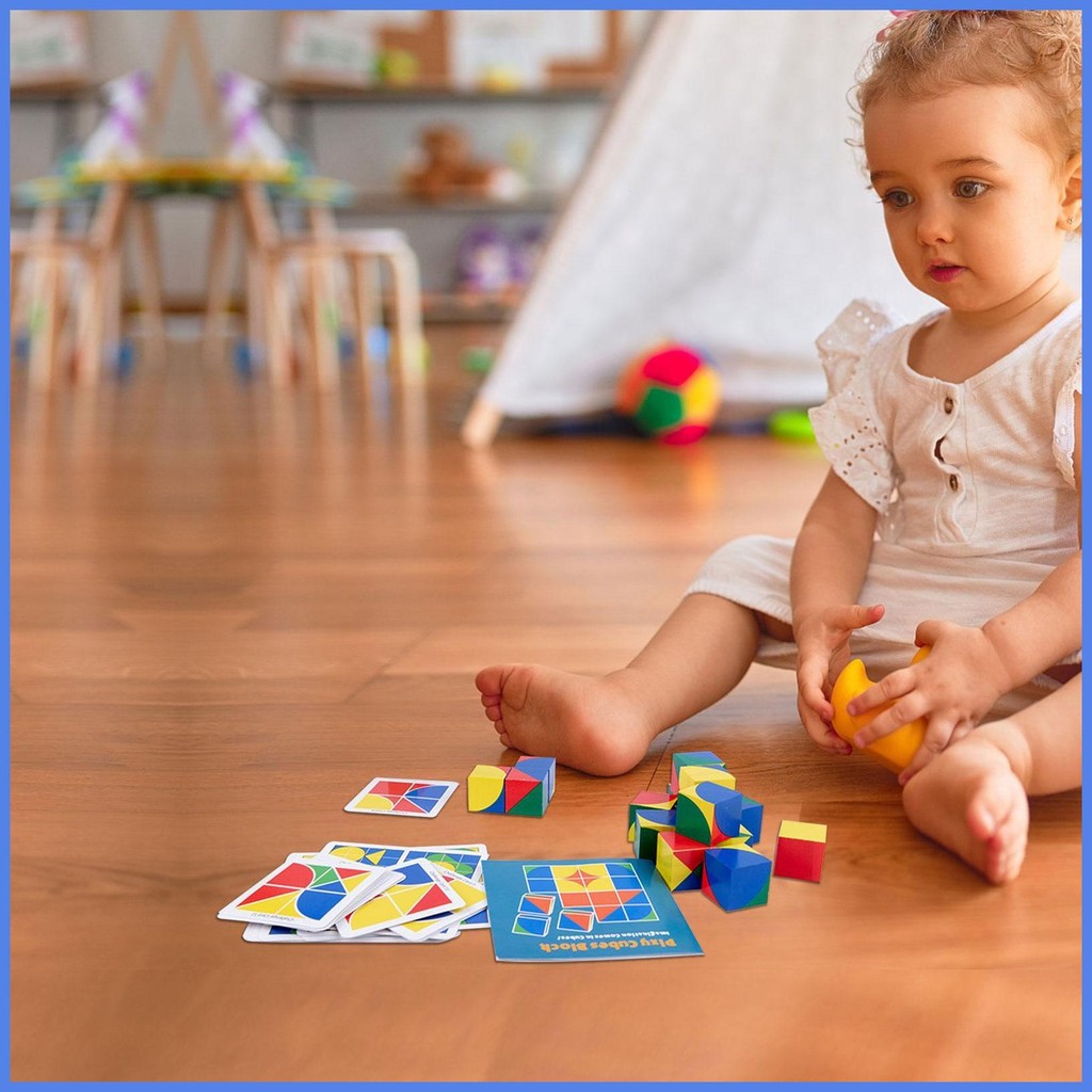 Cube Block Puzzle Montessori Cube Jigsaw Board Game Funny Parent-Child ...