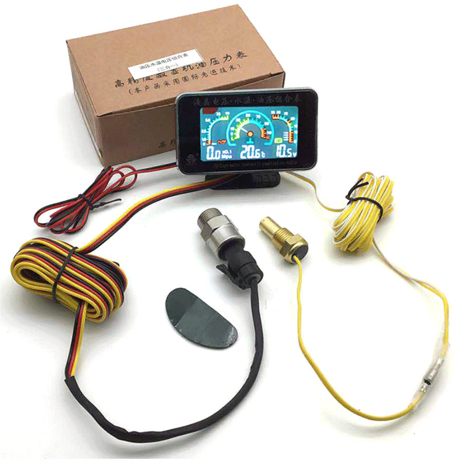Car LCD 3 in 1 Gauge Water Temperature/Oil Pressure/Voltage Gauges With ...
