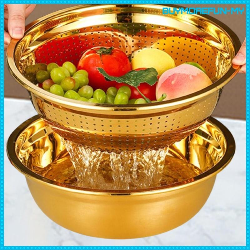 [BuymorefunMY] Kitchen Strainer and Bowl Set Stainless Steel Wash Basin ...
