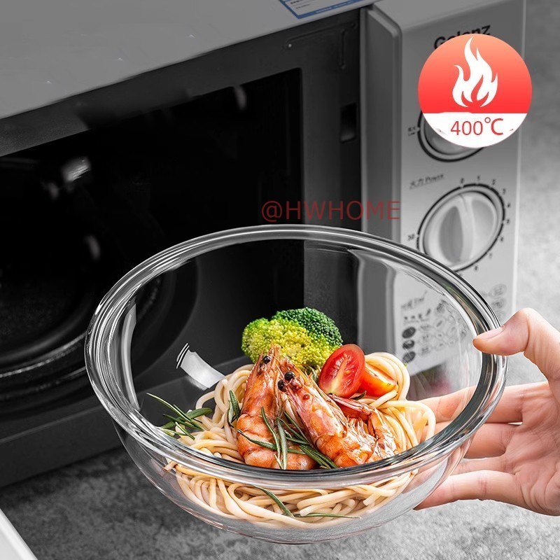 HWHOME Glass Bowls Microwavable Glass Bowl Clear Tempered Glass Salad ...