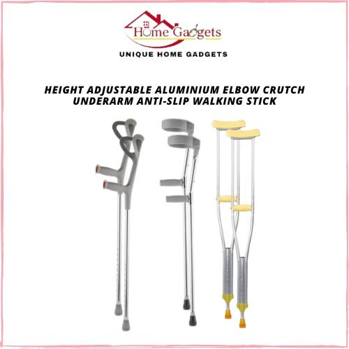 Height Adjustable Aluminium Elbow Crutch UNDERARM Anti-Slip Walking ...