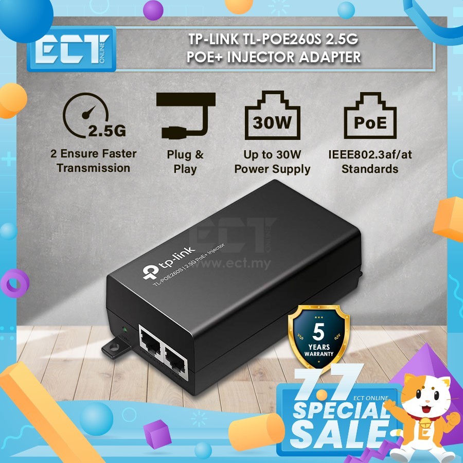 TP-Link TL-POE260S 2.5G PoE+ Injector Adapter with Plug & Play Easy ...