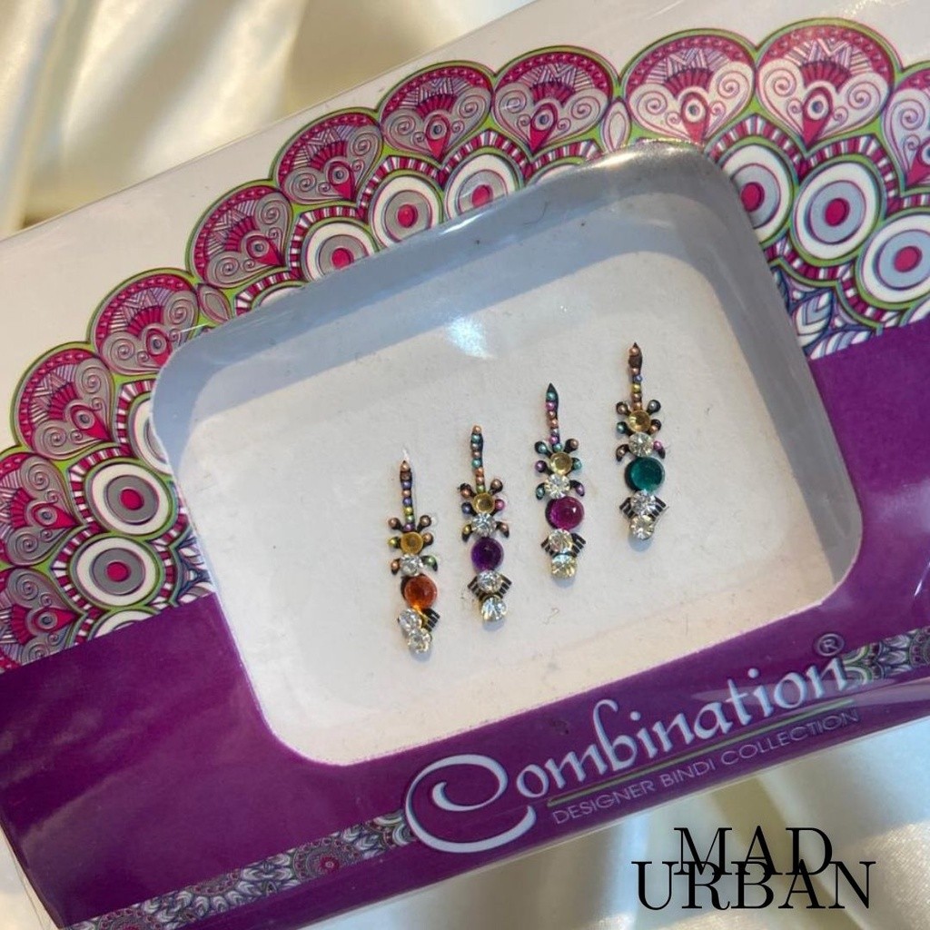 Colourful Goburam Bindi Sticker Pottu 4 Colors in 1 Card Designer ...