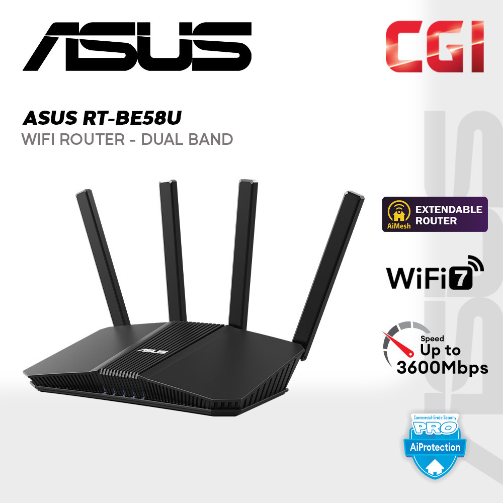 Asus RT-BE58U Dual-Band WiFi 7 3600 Mbps 2.5G Smart AiMesh Parental ...
