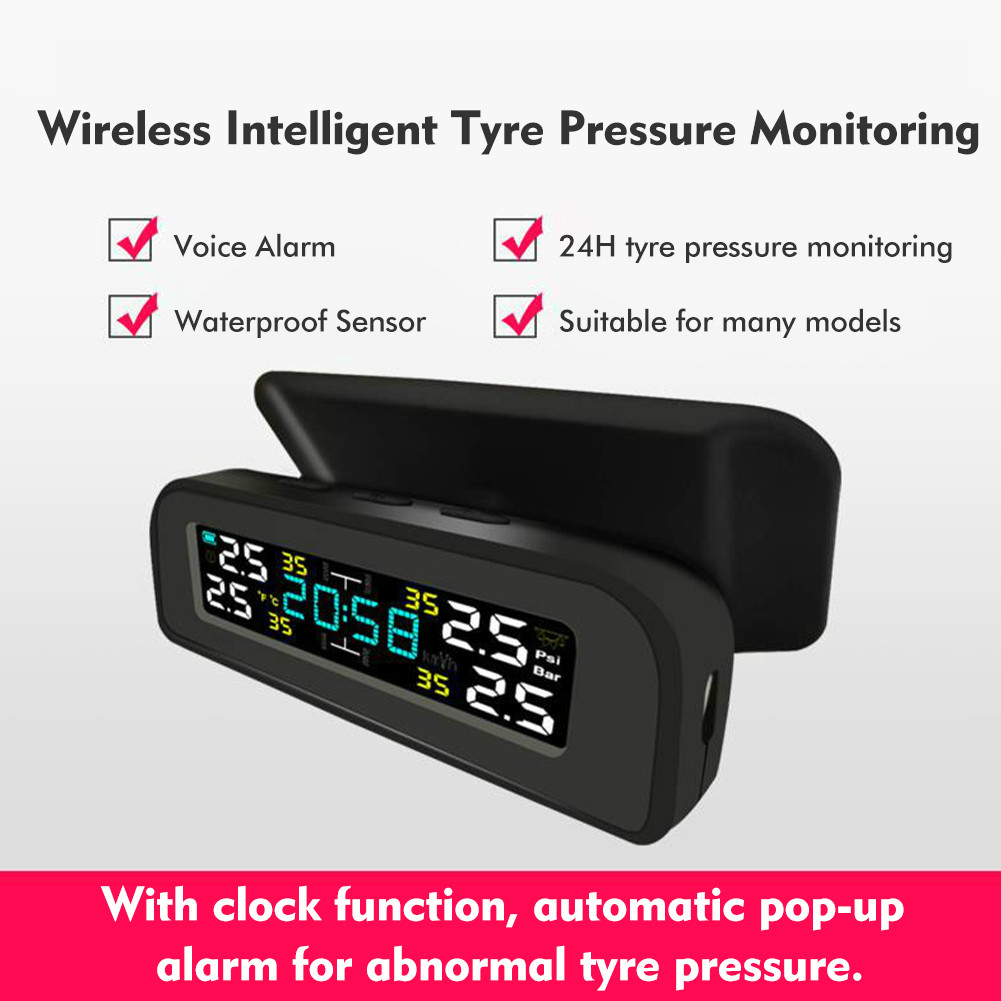 T12/T2 Car Tire Pressure Monitor TPMS Tyre Solar Pressure Monitoring ...