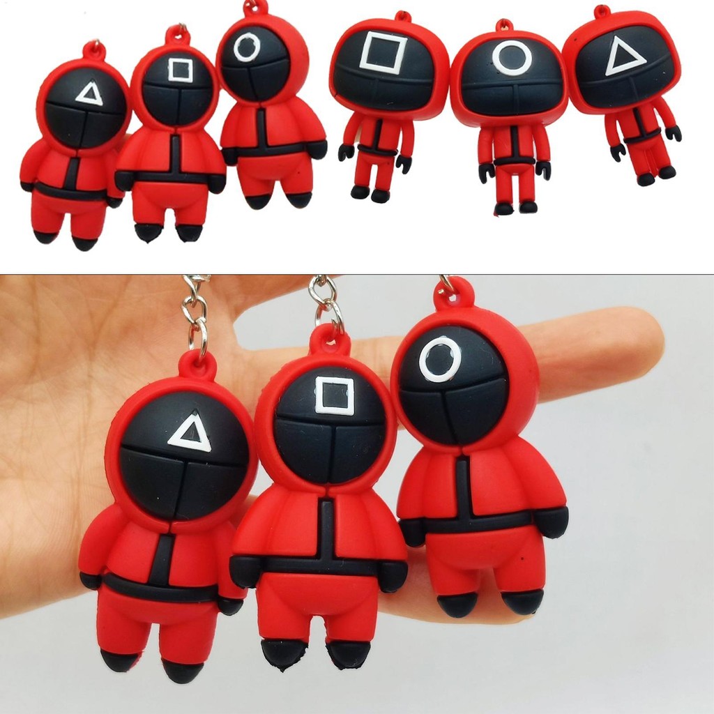 Squid Game Keychain Pendant 3X Cartoon Character Circle/Square/Triangle ...