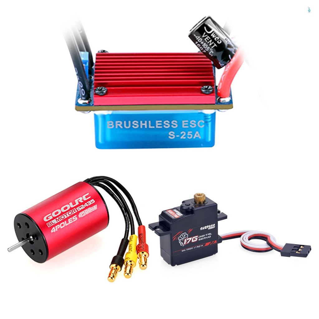 GoolRC S2435 4500KV Brushless Motor 25A Brushless ESC with 2.2kg Metal ...