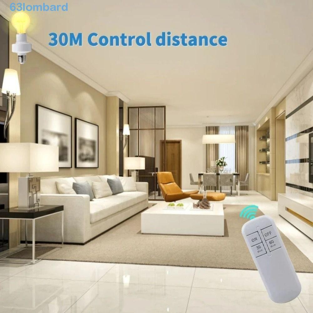 LOMBARD Light Bulb Base, Wireless Remote Control Lamp Holder Smart ...