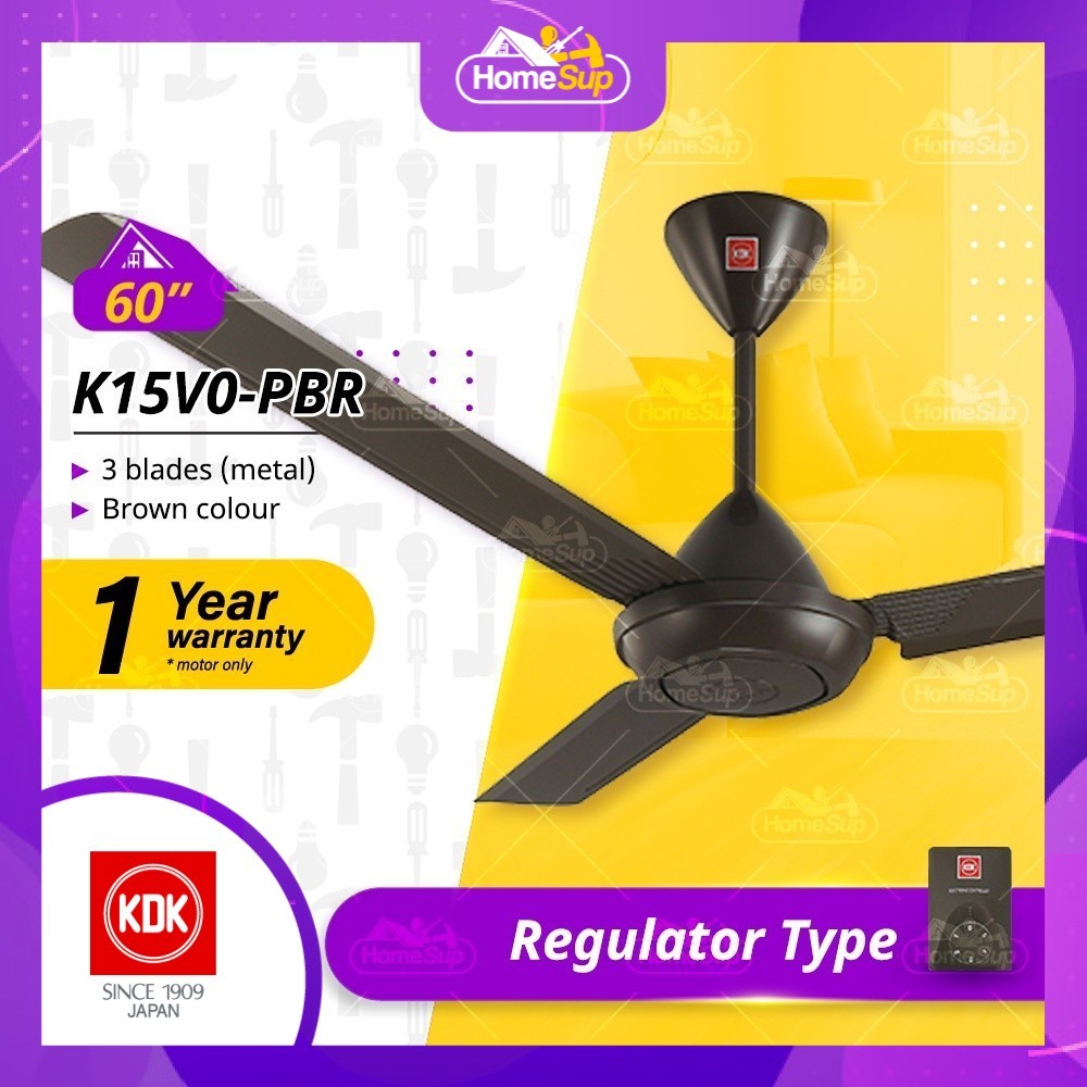 KDK Regulator Ceiling Fan K15v0-pbr - Brown, Metal Blade (60 ...