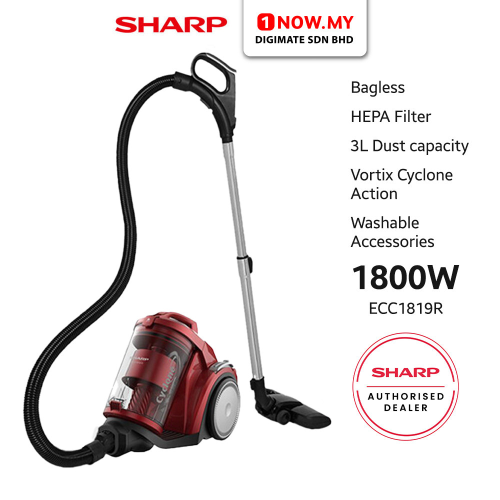 SHARP 1800W 3L Cyclone Action Vacuum Cleaner ECC1819R | Bagless Hassle ...
