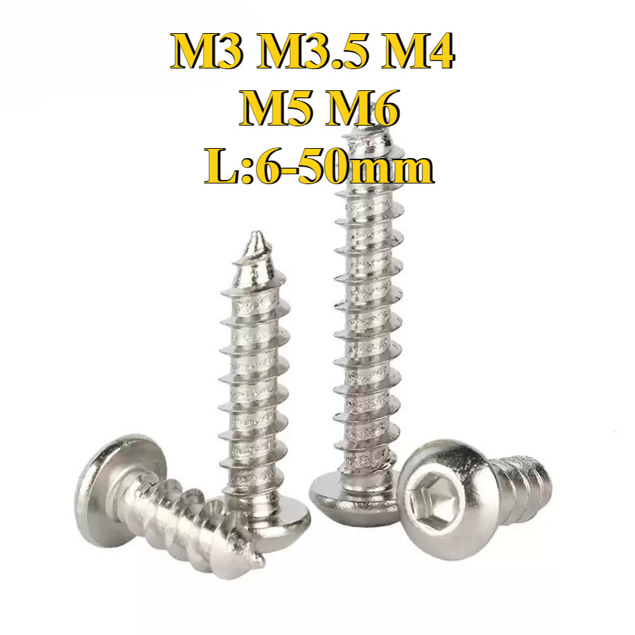 Hex Socket Button Head skru/Self-tapping Screw Wood Tapping/Stainless Steel 304 Mushroom Head ...