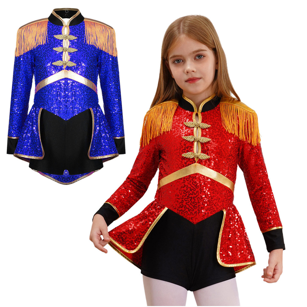 YONGHS Kids Girls Ringmaster Circus Magician Drummer Cosplay Costume ...