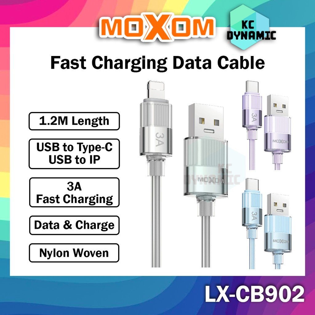 Moxom LX-CB902 Nylon Woven Data Cable 3A Fast Charging Cable Type-C IP ...