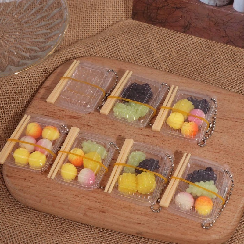 Mini fast food box keychain plastic simulation fast food box creative ...