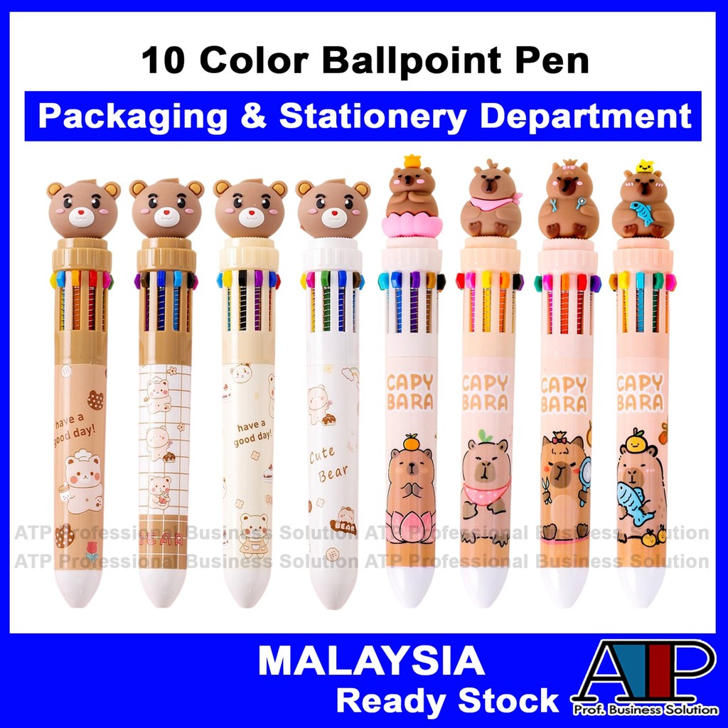 Stationery 📐 Pen 10 Warna Ballpoint Pen 10 Colors Ball Pen Multi Colour ...